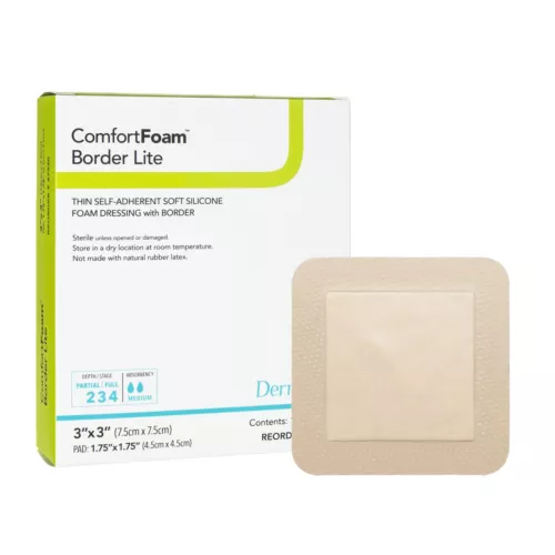 Border Lite Thin Foam Dressing 3 x 3" 10 per Box - Walmart.com