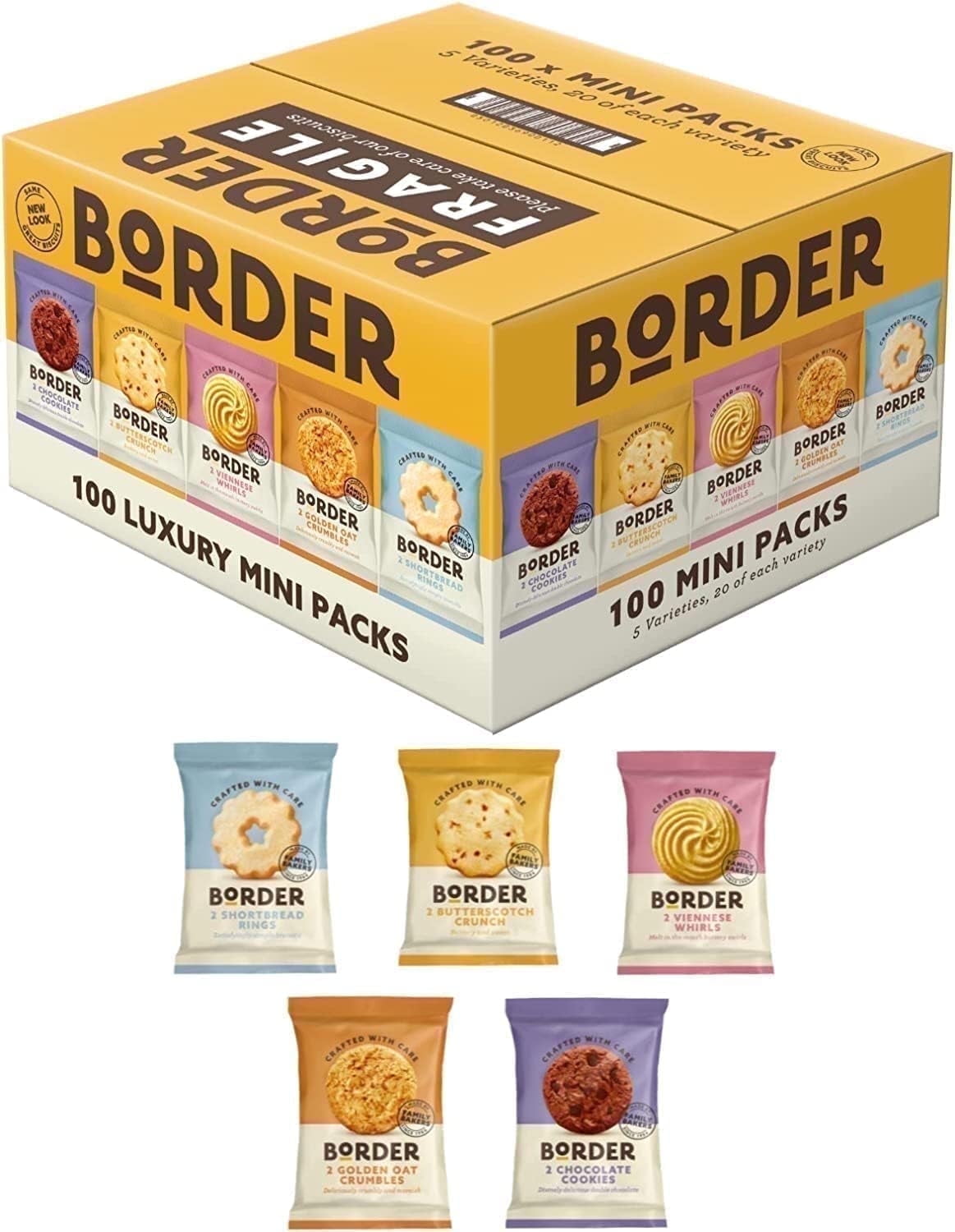 Border Luxury Mini Pack 100 Biscuits 5 Variety (1 Box) Baked by Family ...