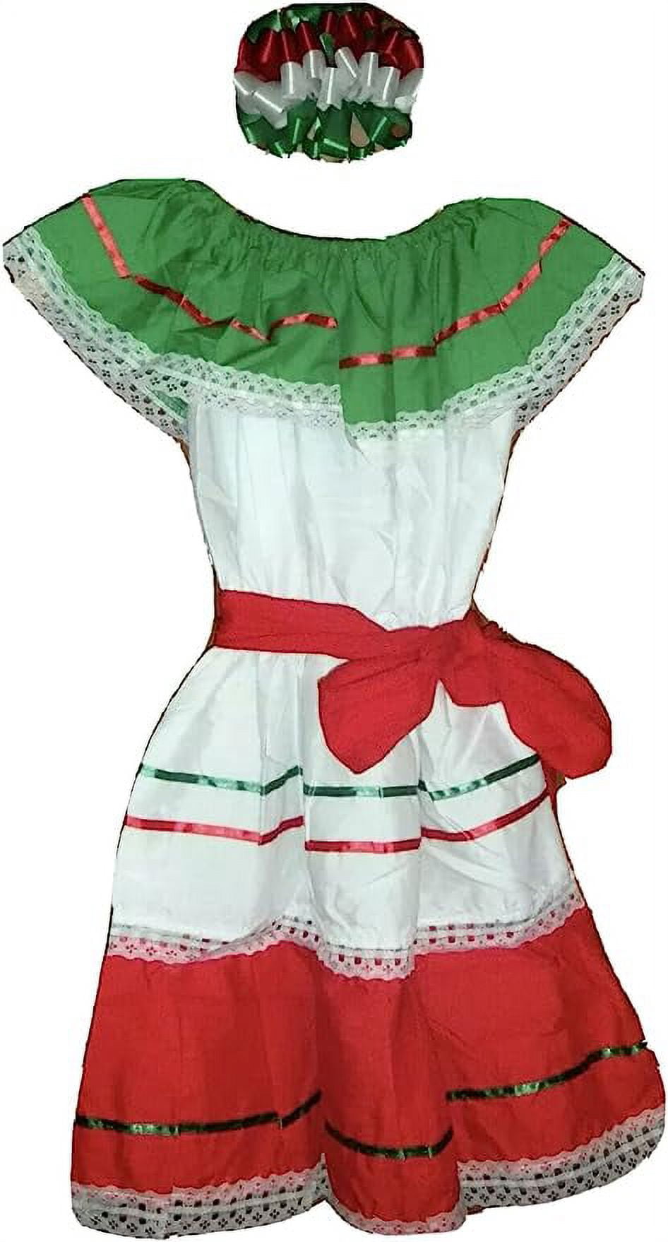 Border Merchant Girl Toddler Baby Tri-Color Dress Mexico Folklorico 2T ...