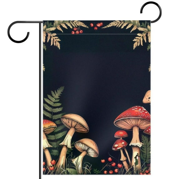 Border with Mushrooms Fern and Berries Decorative Garden Flag for All ...