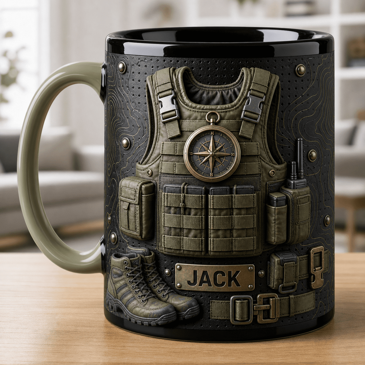 Border Patrol Style Accent Mug Custom Dad Gift with Compass Field Vest ...