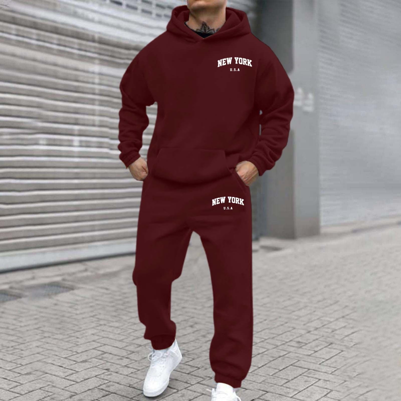 Border Streetwear Hoodie Set with Graphic Design Unisex Casual Long ...