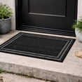 Border Stripe Indoor Outdoor Flat Woven Area Rug,Natural Jute-Style ...