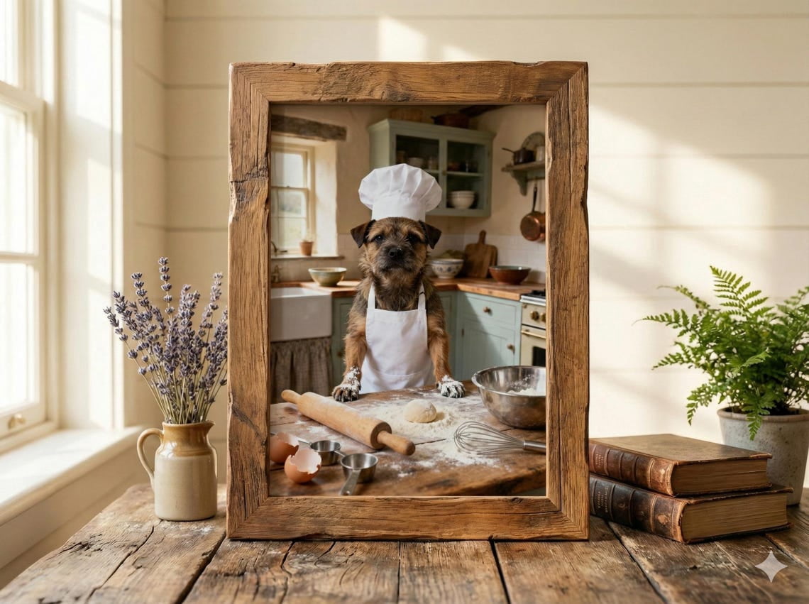 Border Terrier Baker Wall Art Landscape Dog Kitchen Decor, Unframed ...