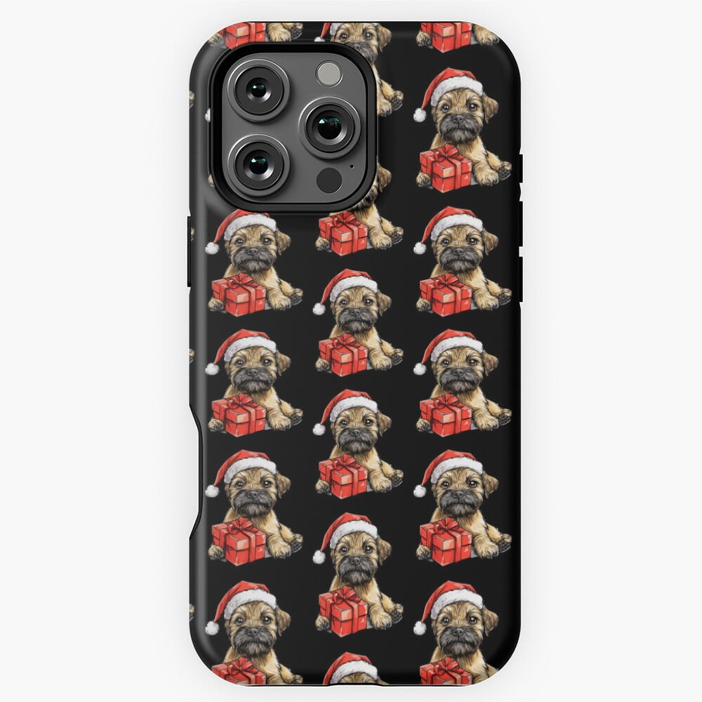 Border Terrier Christmas Cute Dog Art iPhone Case 17 16 15 14 13 12 11 ...