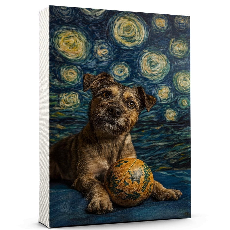 Border Terrier Cute Dog American Football Stretched Canvas Size 8x12 ...