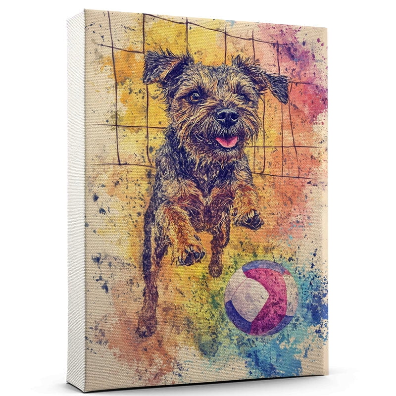 Border Terrier Dog Stretched Canvas Size 8x12 – Volleyball Canvas Print ...