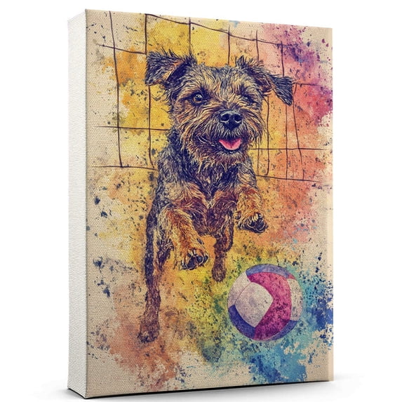 Border Terrier Dog Stretched Canvas Size 8x12 – Volleyball Canvas Print ...