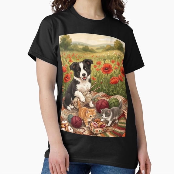 Border collie and kitty H3163, Premium Unisex Tee – Extended Sizes Up ...