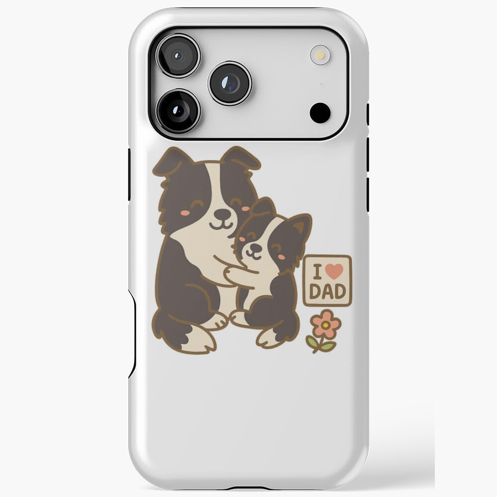 Border collie dad hug adorable dog moment art iPhone Case 17 16 15 14 ...