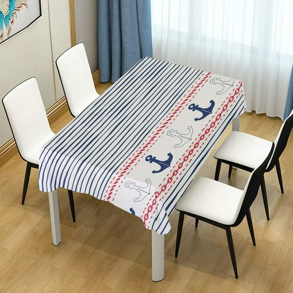 Border with Ropes Chains and Anchors Tablecloth Rectangle Table Cloth ...