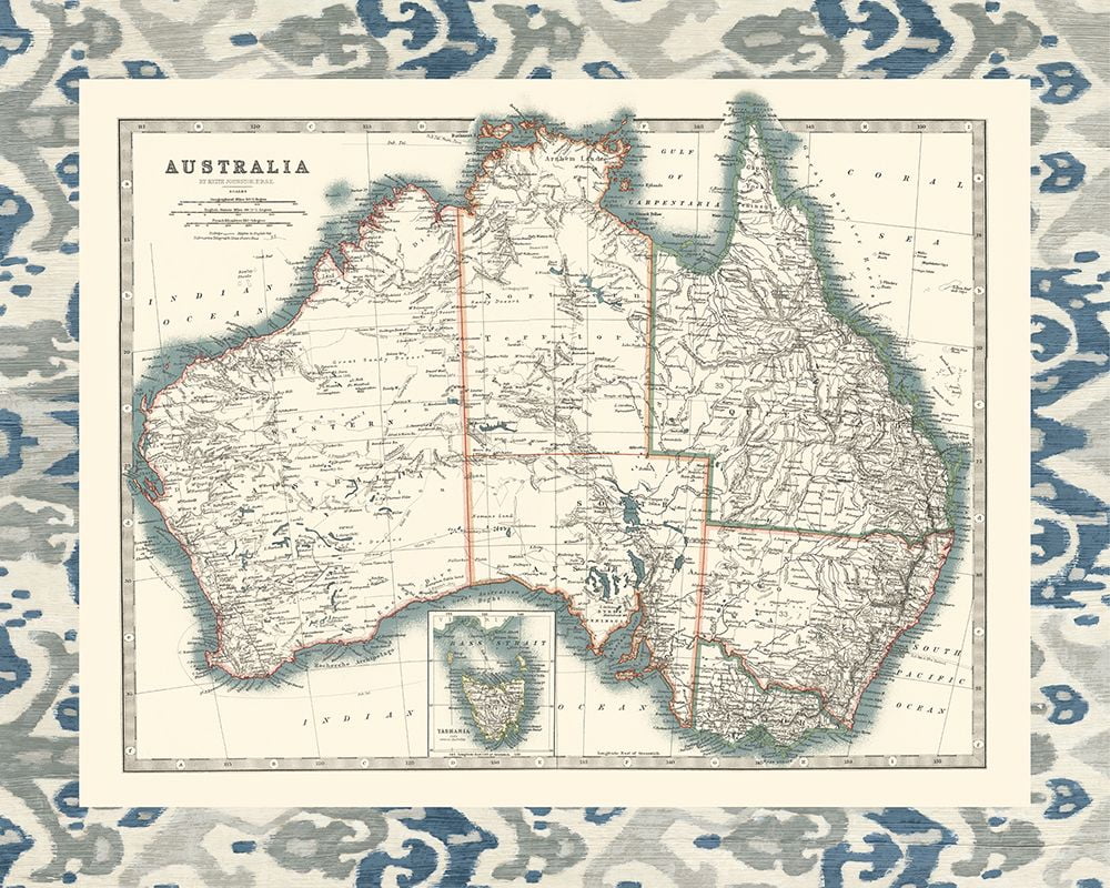 Bordered Map of Australia Poster Print - Johnston (24 x 18) - Walmart.com