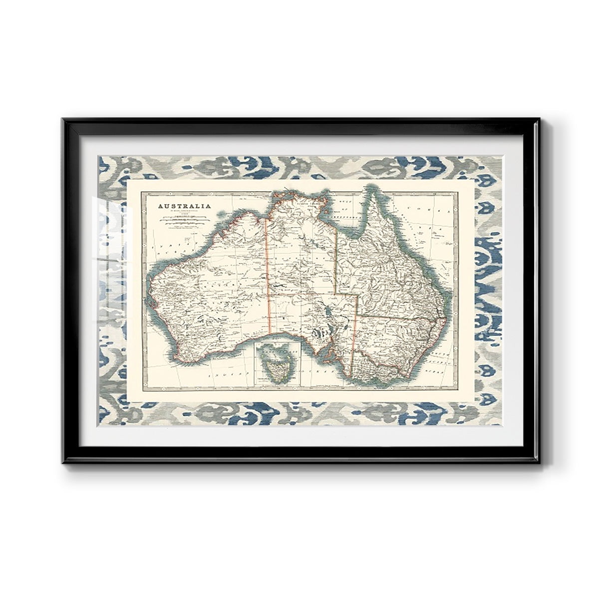 Bordered Map of Australia Premium Framed Print - Ready to Hang ...