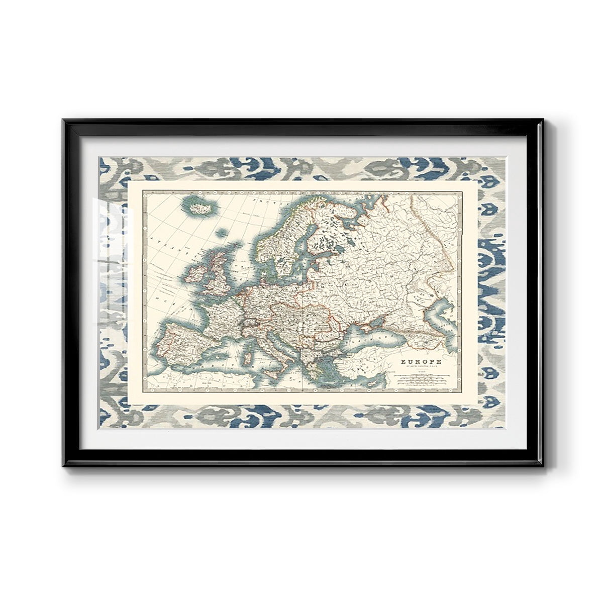 Bordered Map of Europe Premium Framed Print - Ready to Hang - Walmart.com