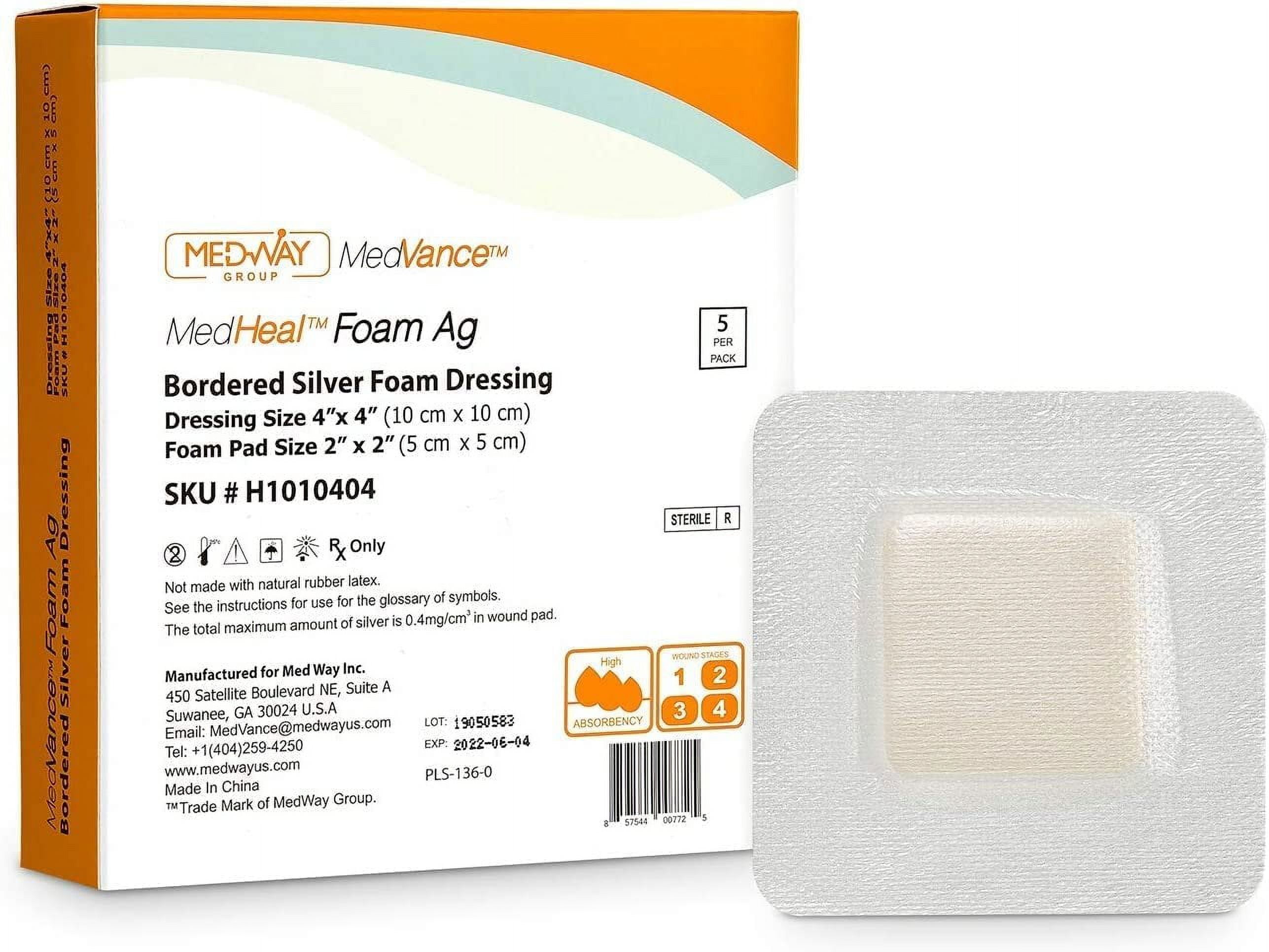 Bordered Silver Foam Ag Sterile Absorbent Antibacterial Dressing ...