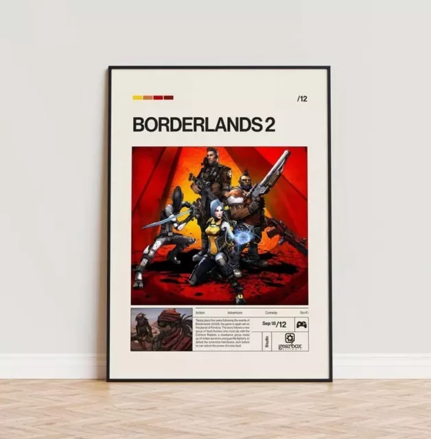 Borderlands 2 Poster, Video Game Poster, Minimalist Game Print, Gaming ...