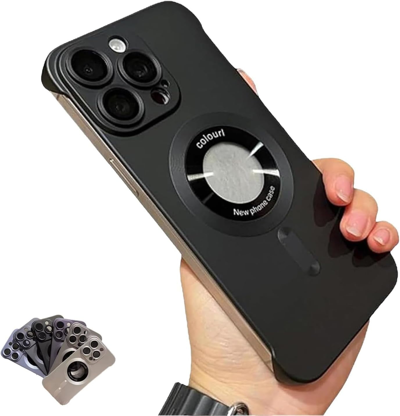 Borderless Frosted Magnetic Half-Cover Mobile Phone Case for iPhone ...