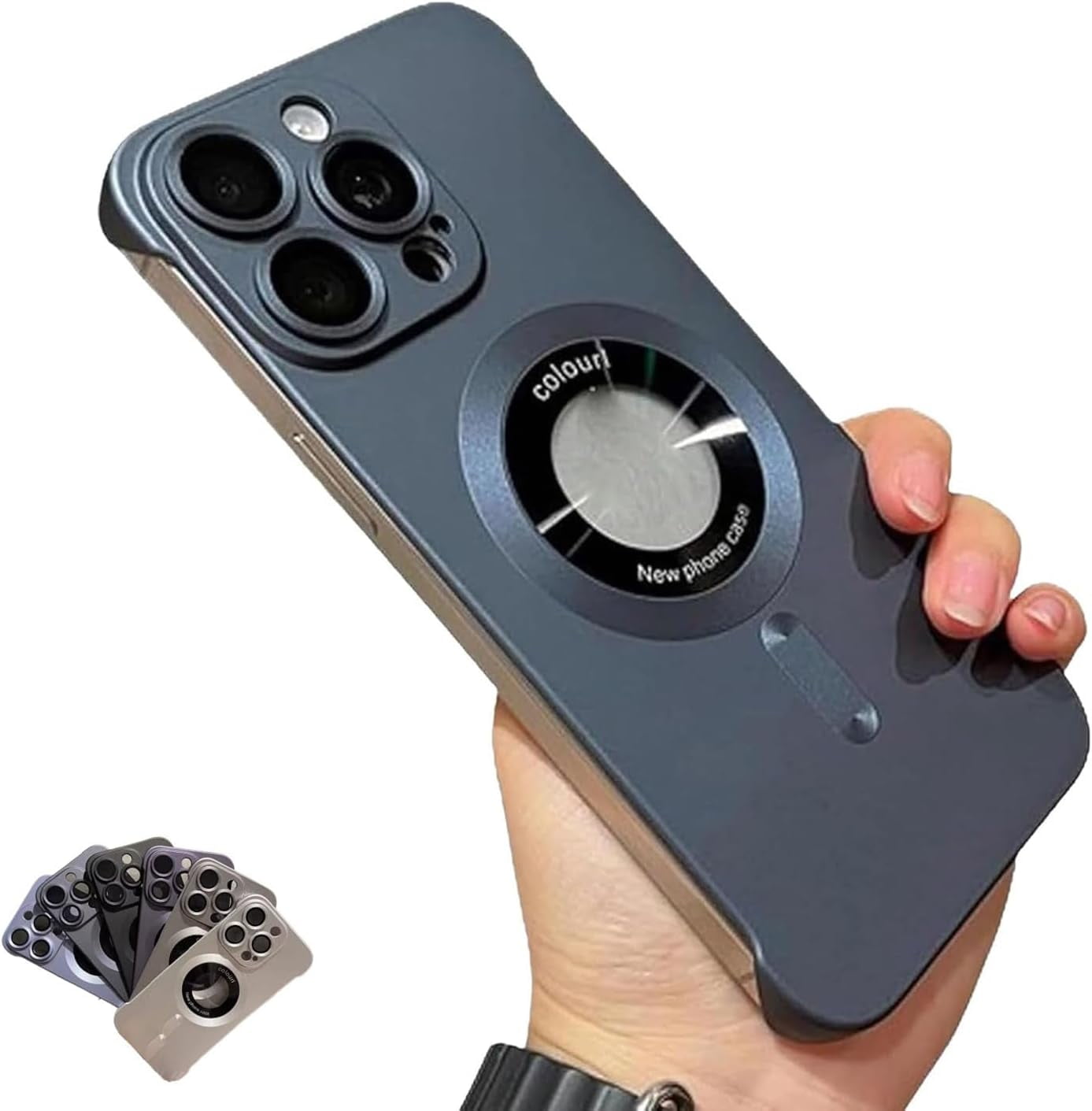 Borderless Frosted Magnetic Half-Cover Mobile Phone Case for iPhone ...