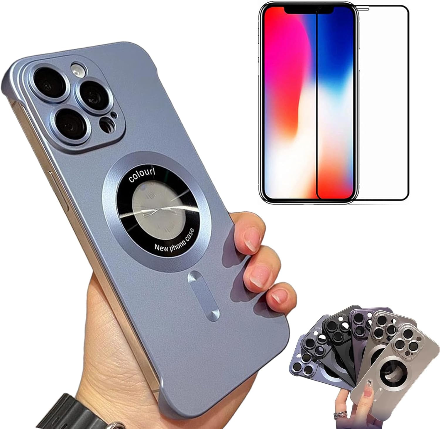 Borderless Frosted Magnetic Half-Cover Mobile Phone Case for iPhone ...