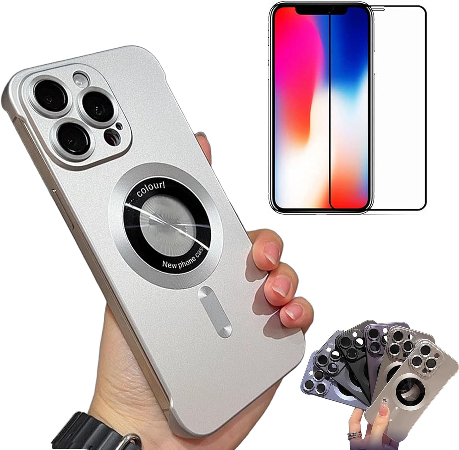 Borderless Frosted Magnetic Half-Cover Mobile Phone Case for iPhone ...