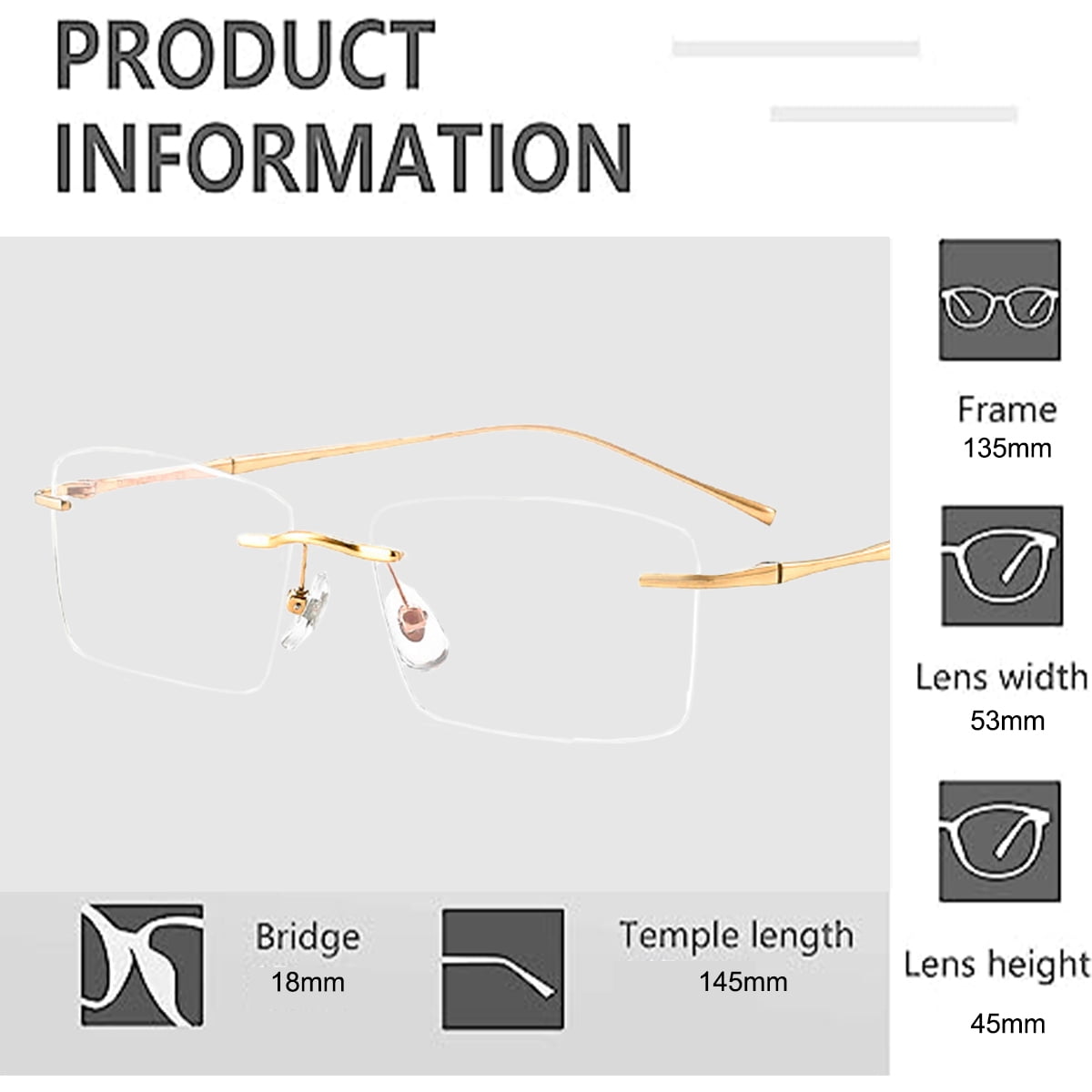 Borderless Glasses Women Men Fashion Blue Light Blocking Glasses ...