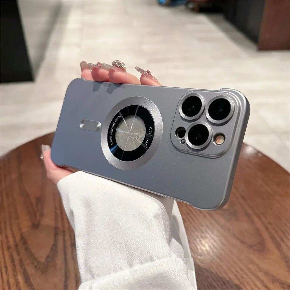 Borderless Magsafe Cover for iPhone 13 12 14 15 16 Pro Max Logo Hole ...