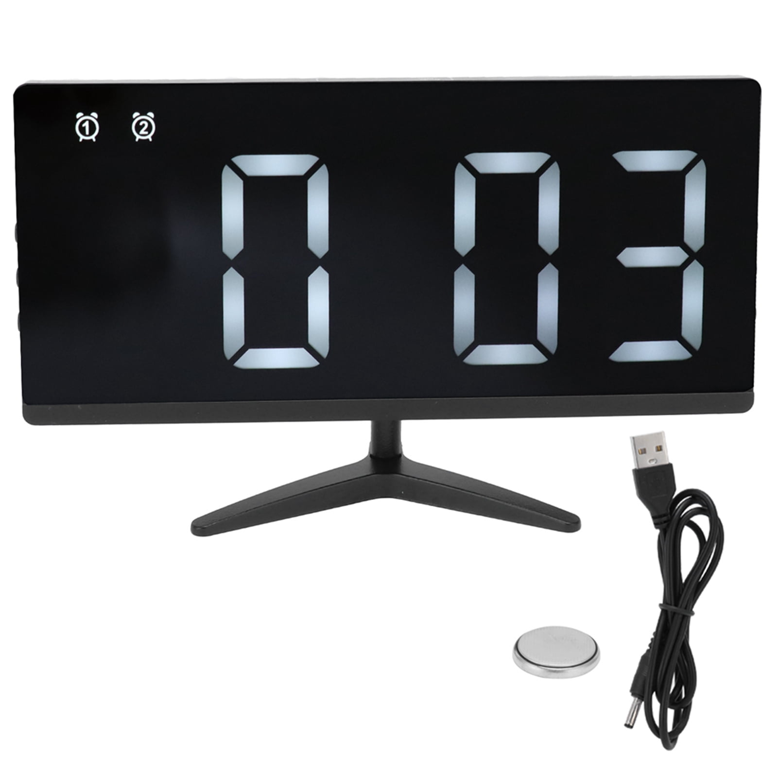 Borderless TV Shape Alarm Clock LED Display Multifunctional Mirror ...