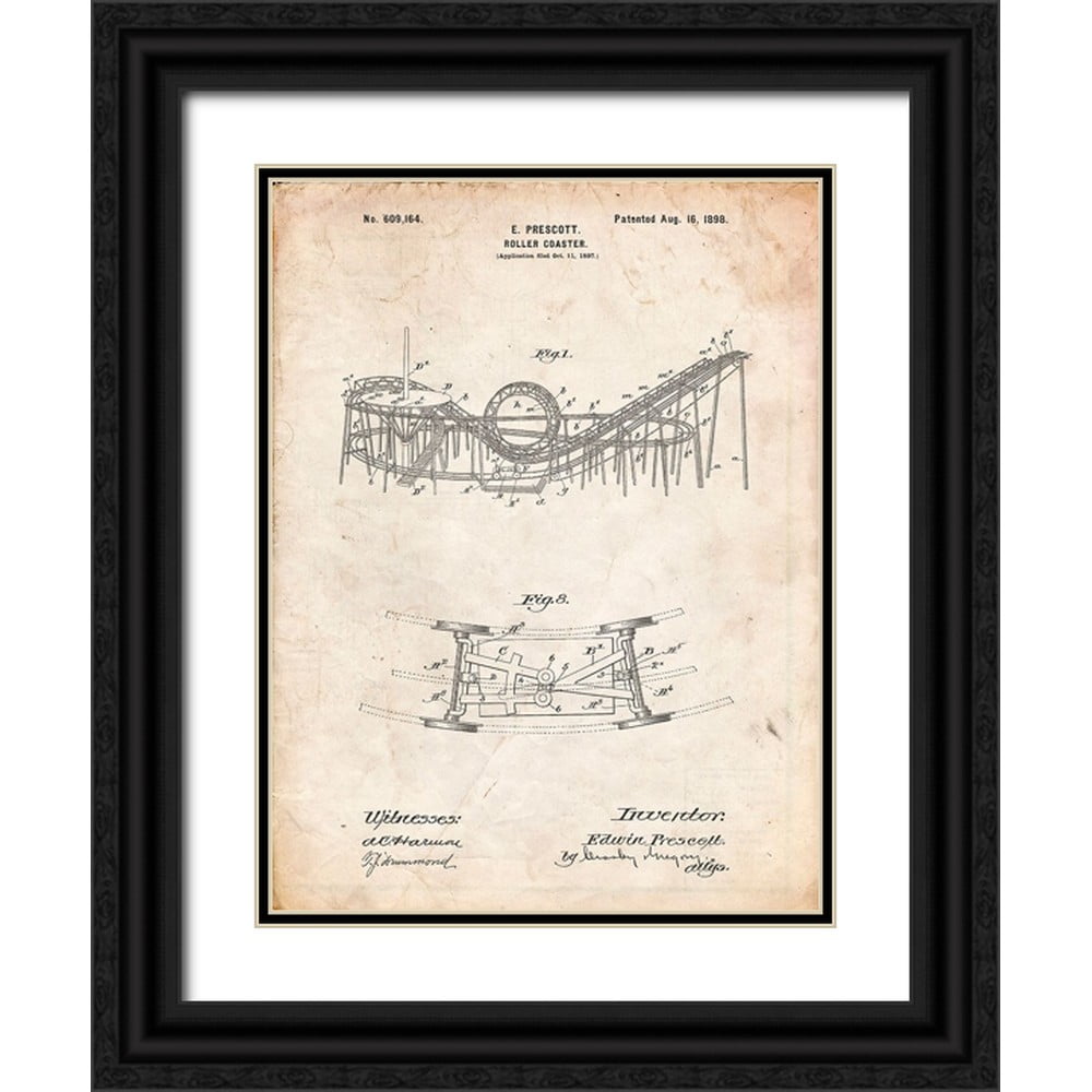 Borders, Cole 12x14 Black Ornate Wood Framed with Double Matting Museum ...