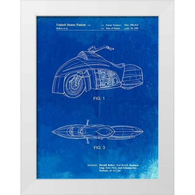 Borders, Cole 15x18 White Modern Wood Framed Museum Art Print Titled - PP1015-Faded Blueprint ...