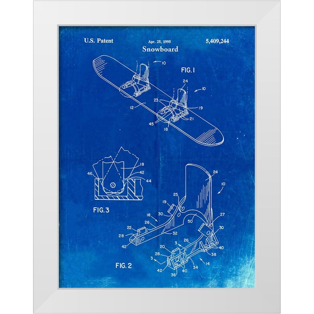 Borders, Cole 15x18 White Modern Wood Framed Museum Art Print Titled - PP246-Faded Blueprint ...