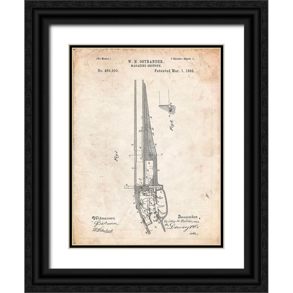 Borders, Cole 19x24 Black Ornate Wood Framed with Double Matting Museum ...