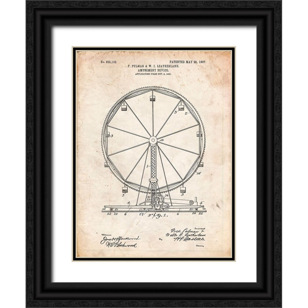 Borders, Cole 19x24 Black Ornate Wood Framed with Double Matting Museum ...