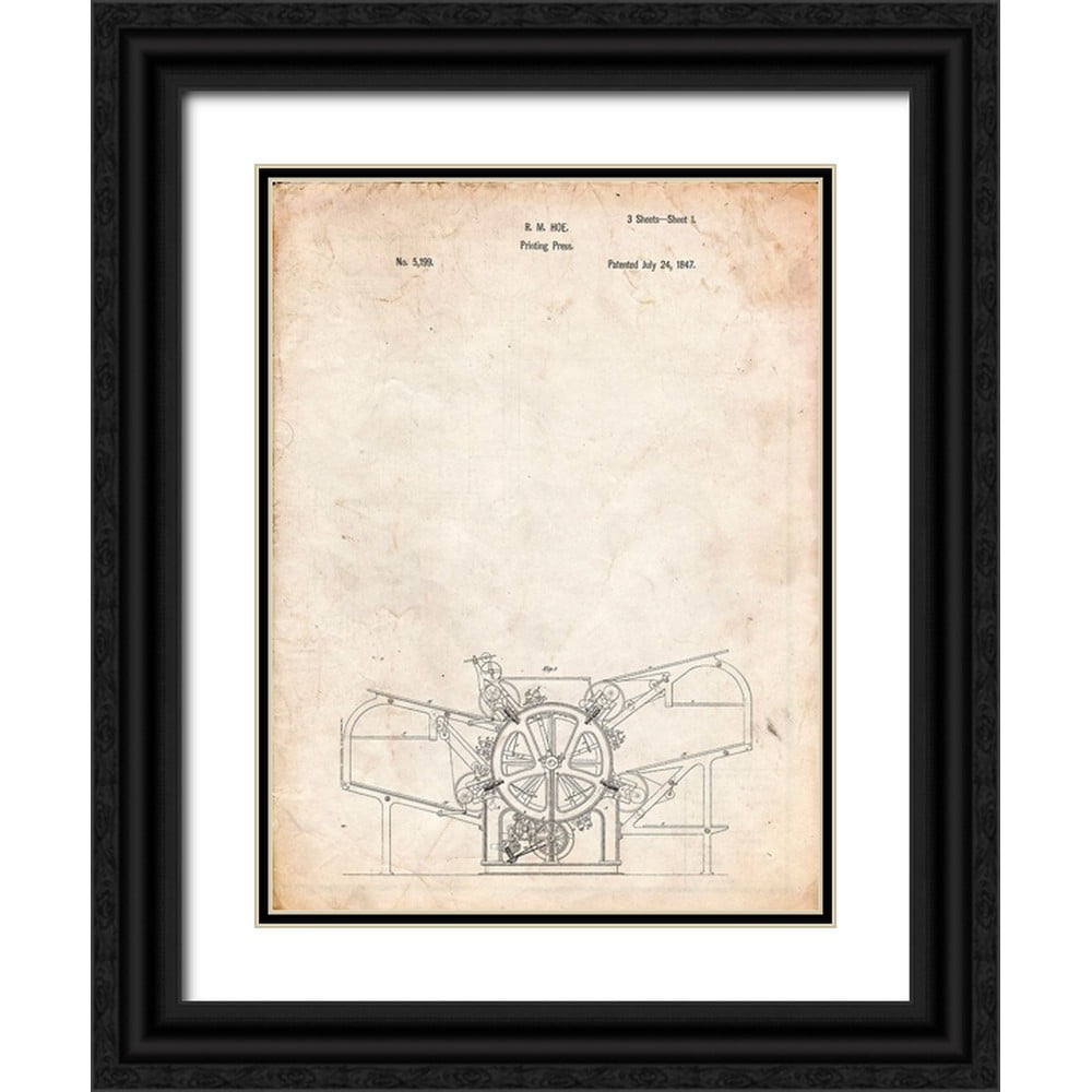 Borders, Cole 19x24 Black Ornate Wood Framed with Double Matting Museum ...