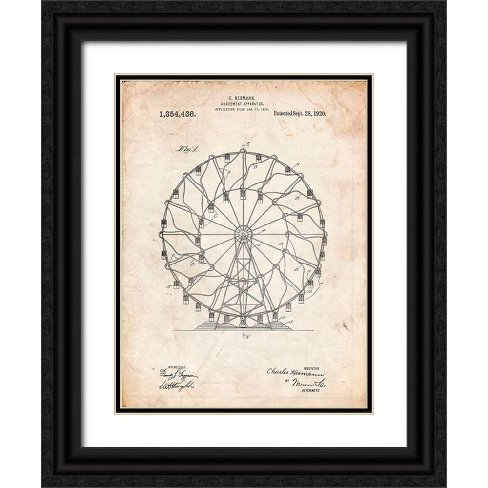 Borders, Cole 19x24 Black Ornate Wood Framed with Double Matting Museum ...