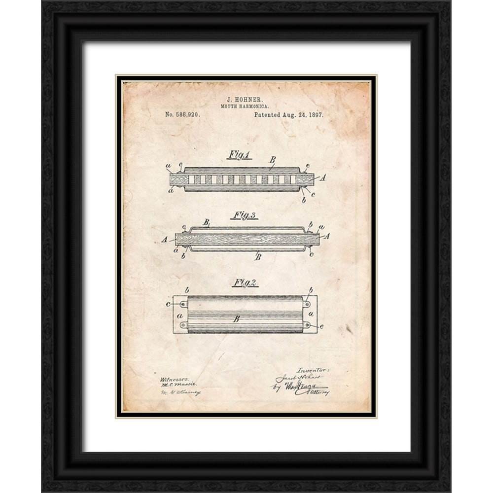 Borders, Cole 19x24 Black Ornate Wood Framed with Double Matting Museum ...