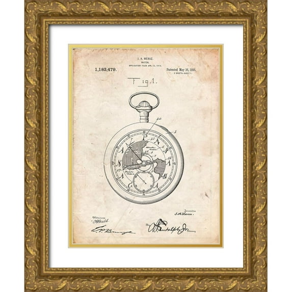 Borders, Cole 19x24 Gold Ornate Wood Framed with Double Matting Museum ...