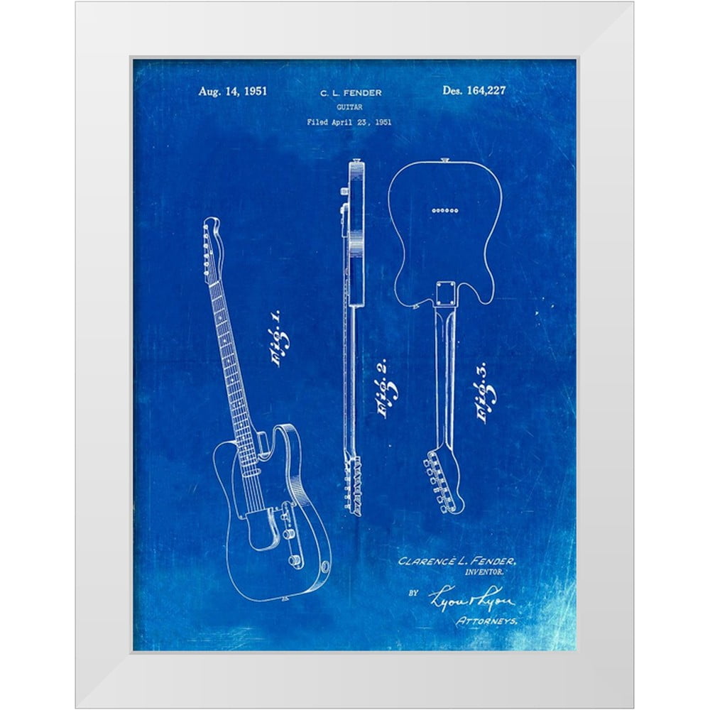 Borders, Cole 19x24 White Modern Wood Framed Museum Art Print Titled - PP121- Faded Blueprint ...