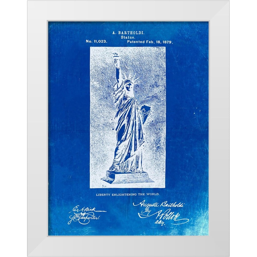 Borders, Cole 19x24 White Modern Wood Framed Museum Art Print Titled - PP474-Faded Blueprint ...