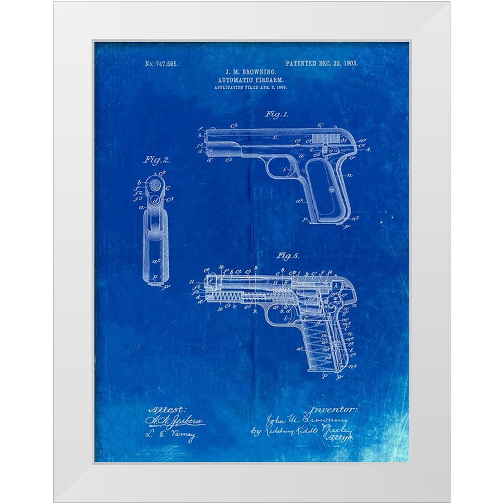 Borders, Cole 19x24 White Modern Wood Framed Museum Art Print Titled - PP755-Faded Blueprint ...