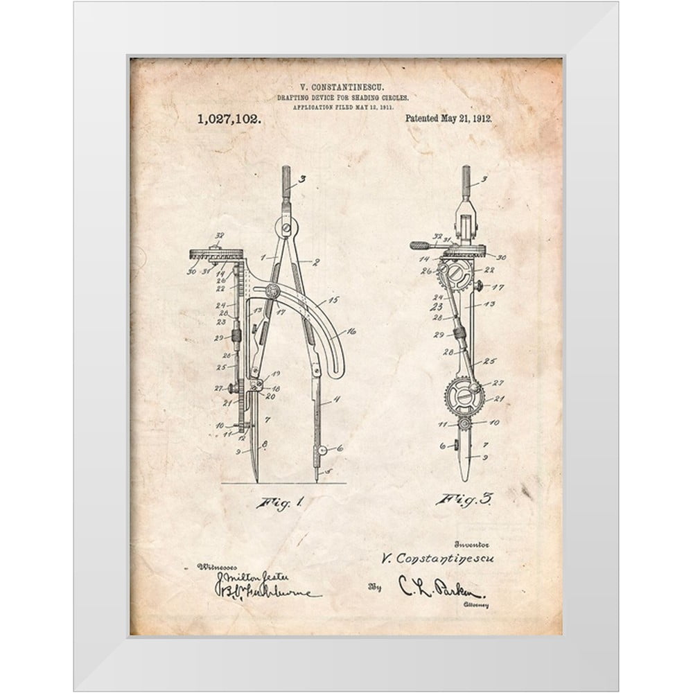 Borders, Cole 19x24 White Modern Wood Framed Museum Art Print Titled - PP785-Vintage Parchment ...