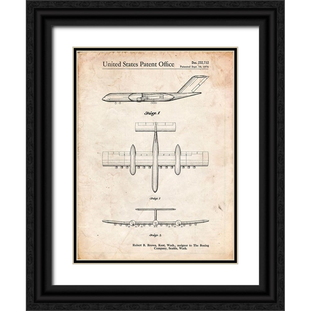 Borders, Cole 25x32 Black Ornate Wood Framed with Double Matting Museum ...