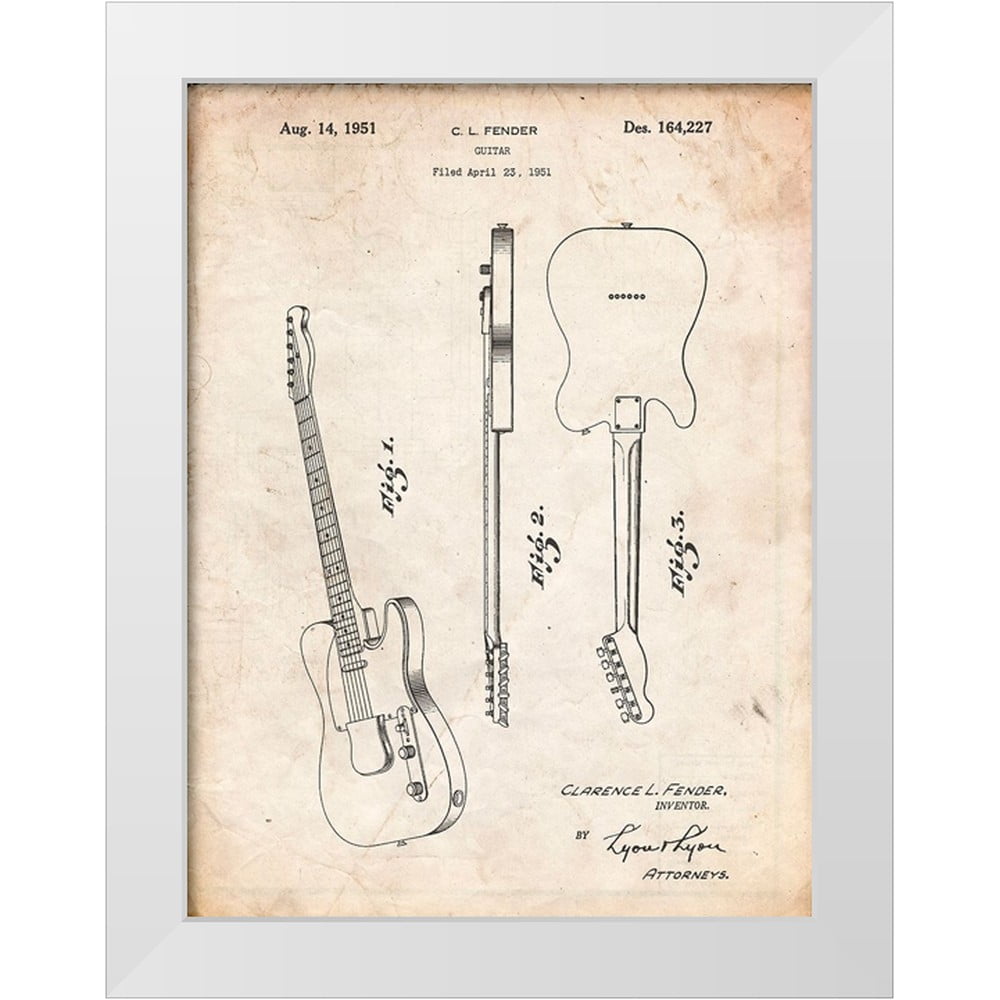 Borders, Cole 25x32 White Modern Wood Framed Museum Art Print Titled - PP121- Vintage Parchment ...