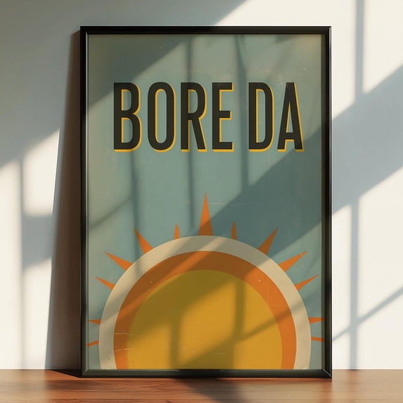 Bore Da Welsh Poster Print, Retro Sunshine Wall Art, Unframed Paper ...