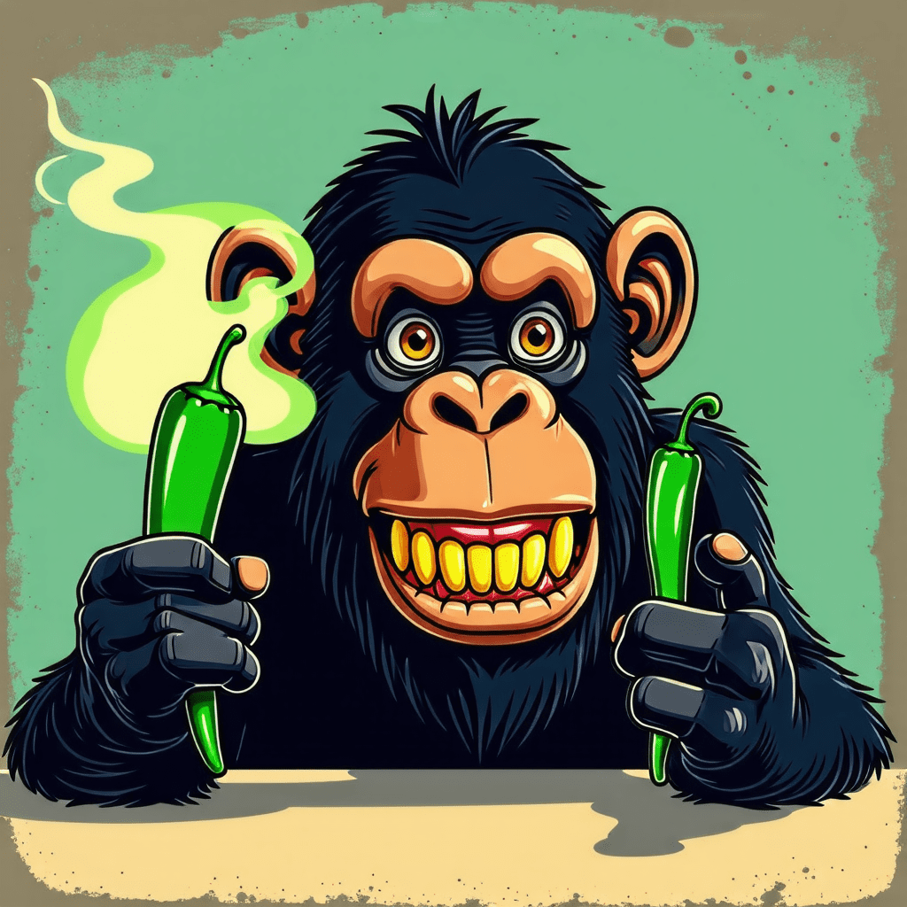 Bored Cartoon Ape with Shiny Gold Teeth Toy Educational Game Children's ...