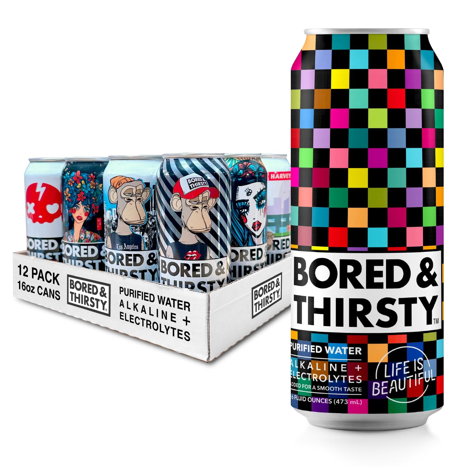 Bored & Thirsty Alkaline Canned Water w/ Electrolytes & Trace Minerals ...