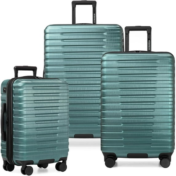 Boren Polycarbonate Hardside Rugged Travel Suitcase Luggage with 8 Spinner Wheels, Aluminum ...