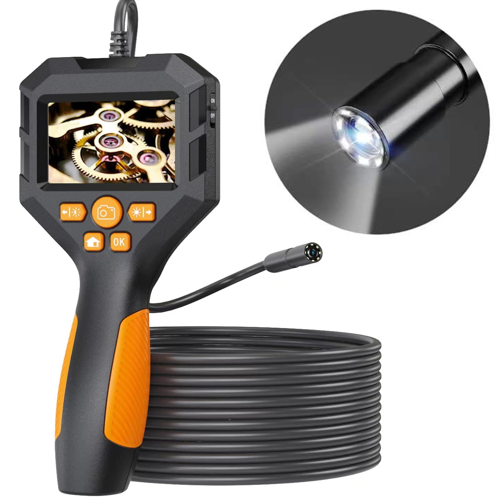Borescope Endoscope Camera with 8 Light Handheld IP68 Waterproof Sewer ...