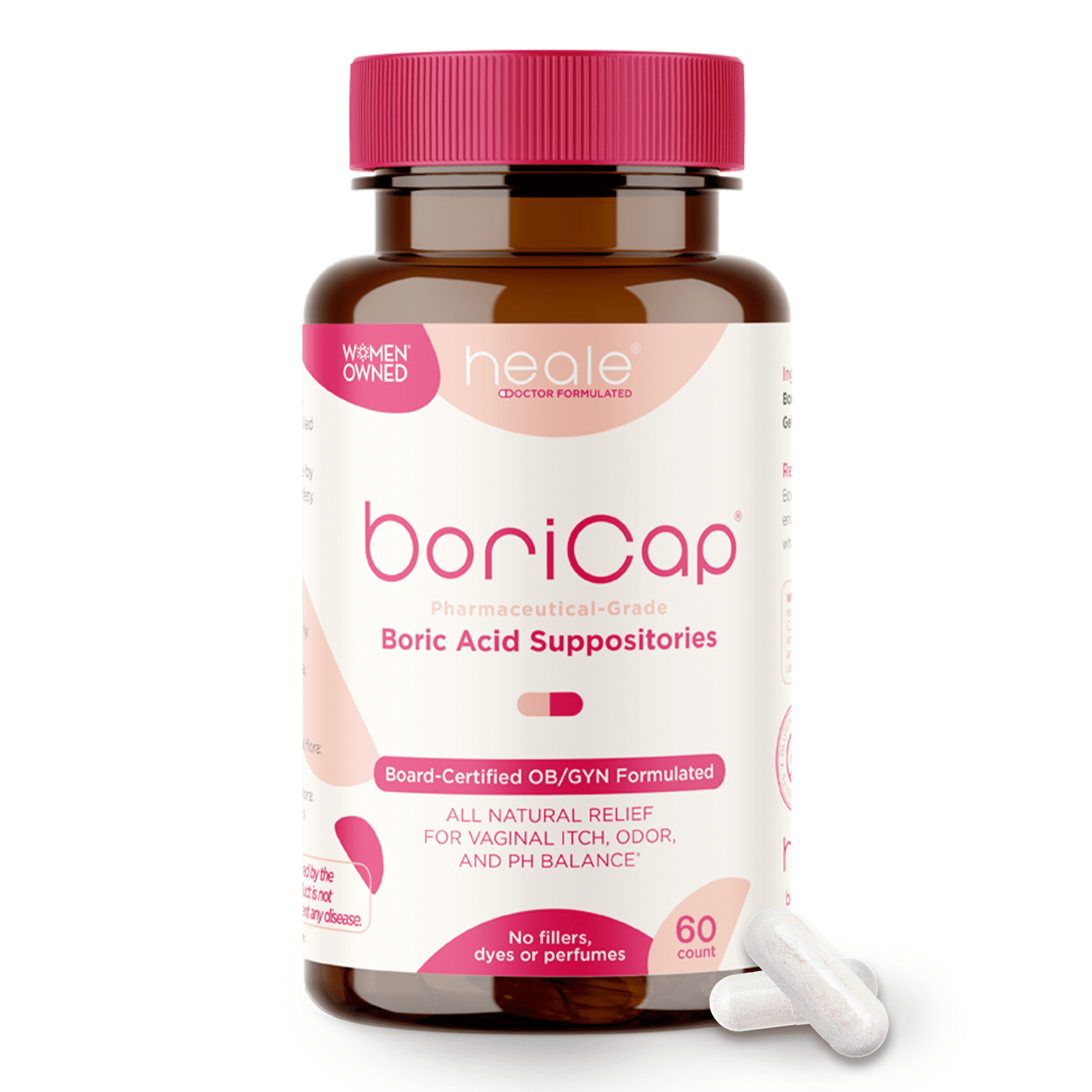 Heale Doctor Formulated BoriCap Boric Acid Suppositories, 600mg, 60 ...