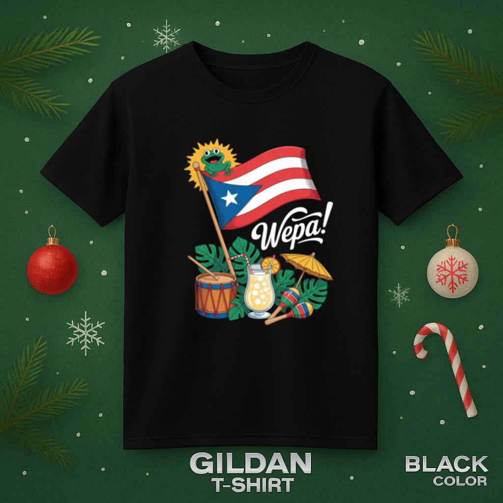 Boricua Christmas Coquito Wepa Puerto Rican Holiday Retro Vibes Unisex T-Shirt, for men & women ...