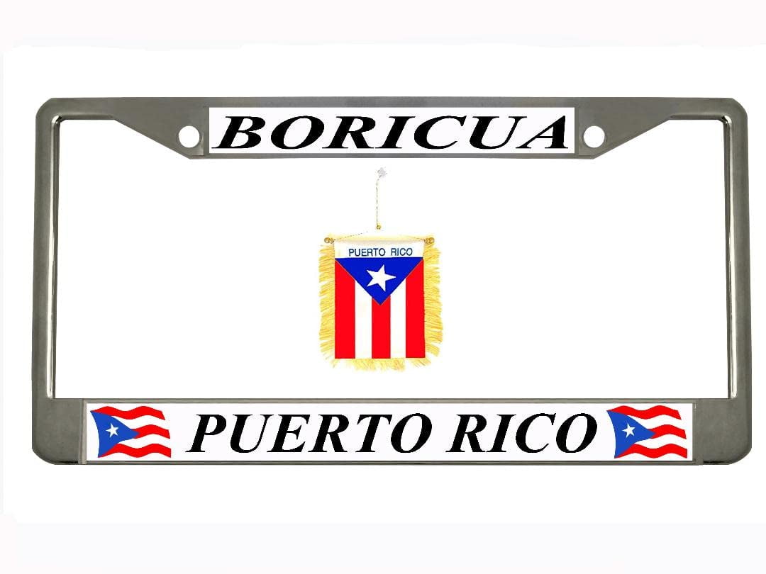 Boricua Puerto Rico Chrome Metal Auto License Plate Frame Car Tag ...